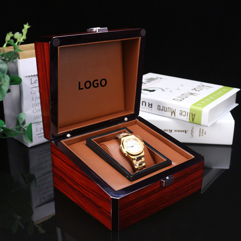 Custom logo luxury single watch storage box wooden watch packaging ...