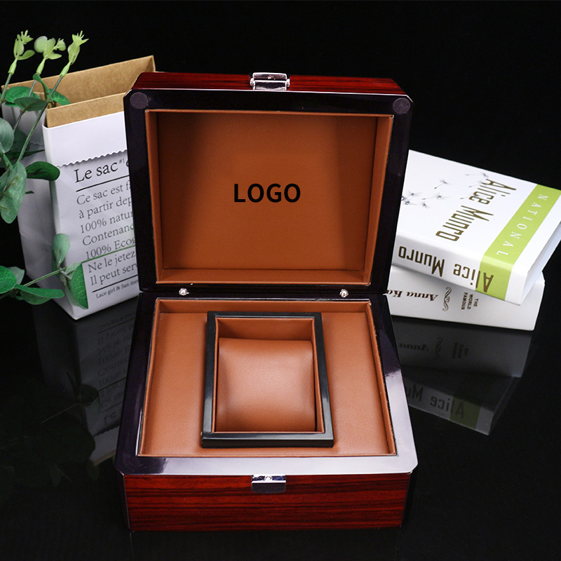 Custom logo luxury single watch storage box wooden watch packaging ...