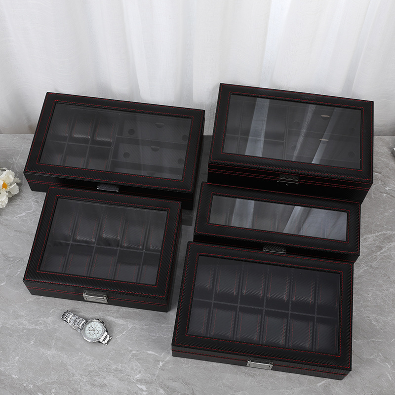 6 10 12 slots luxury pu leather watch storage box watch case band strap ...