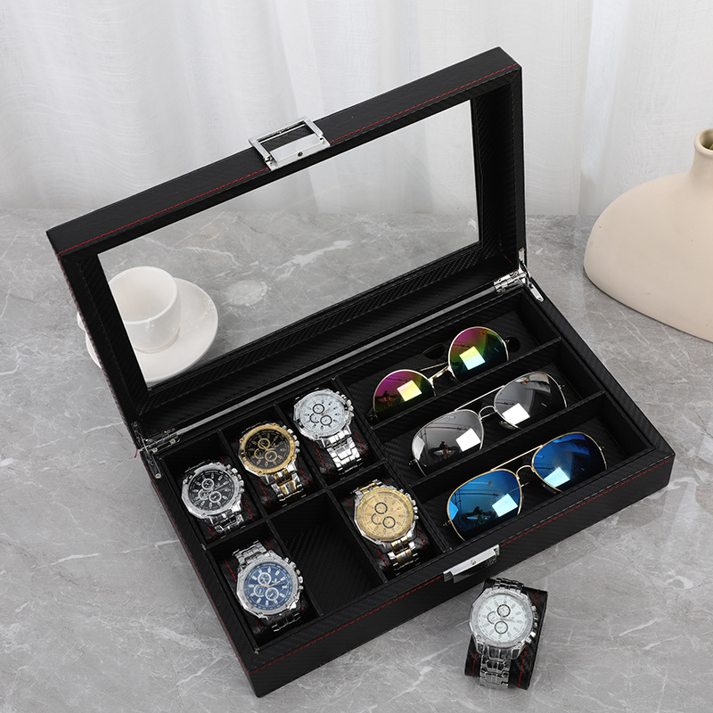 6 10 12 slots luxury pu leather watch storage box watch case band strap ...