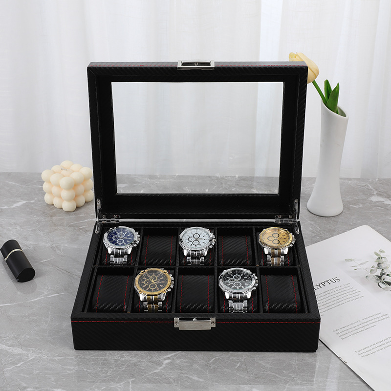 6 10 12 slots luxury pu leather watch storage box watch case band strap ...